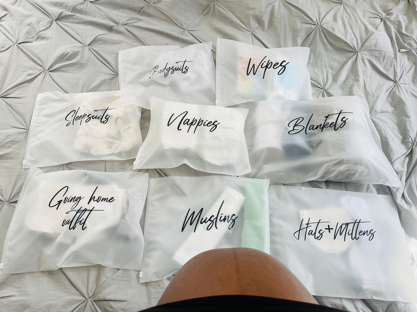 15 X Labelled Hospital Bag Organiser, Maternity Sacks, Baby Bag ...