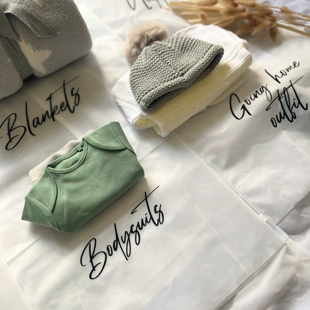 15 X Labelled Hospital Bag Organiser, Maternity Sacks, Baby Bag ...