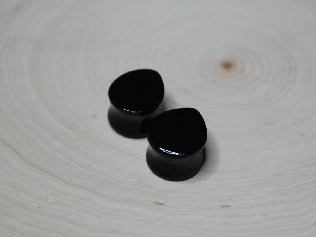 Black Tear Drop Double Flared Plugs Gauge Earrings - Etsy