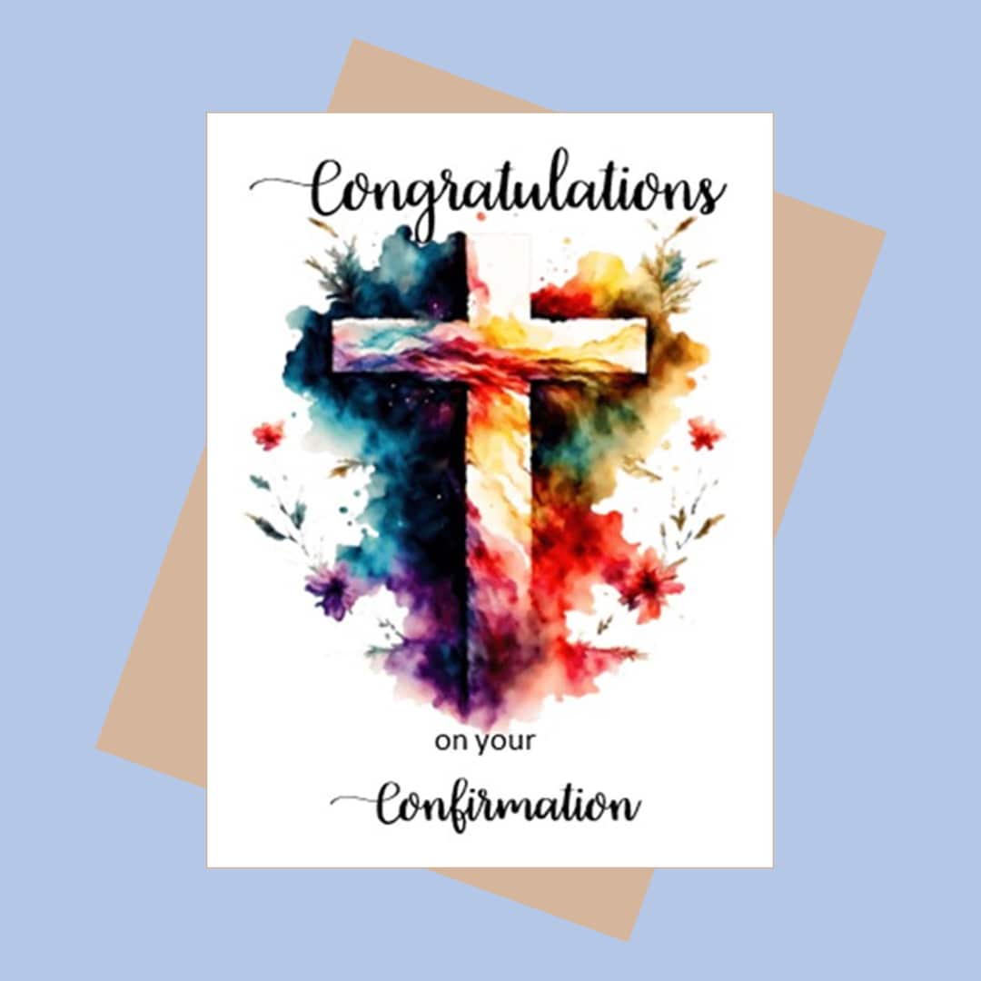 Congratulations on Your Confirmation - Watercolor Cross - Etsy
