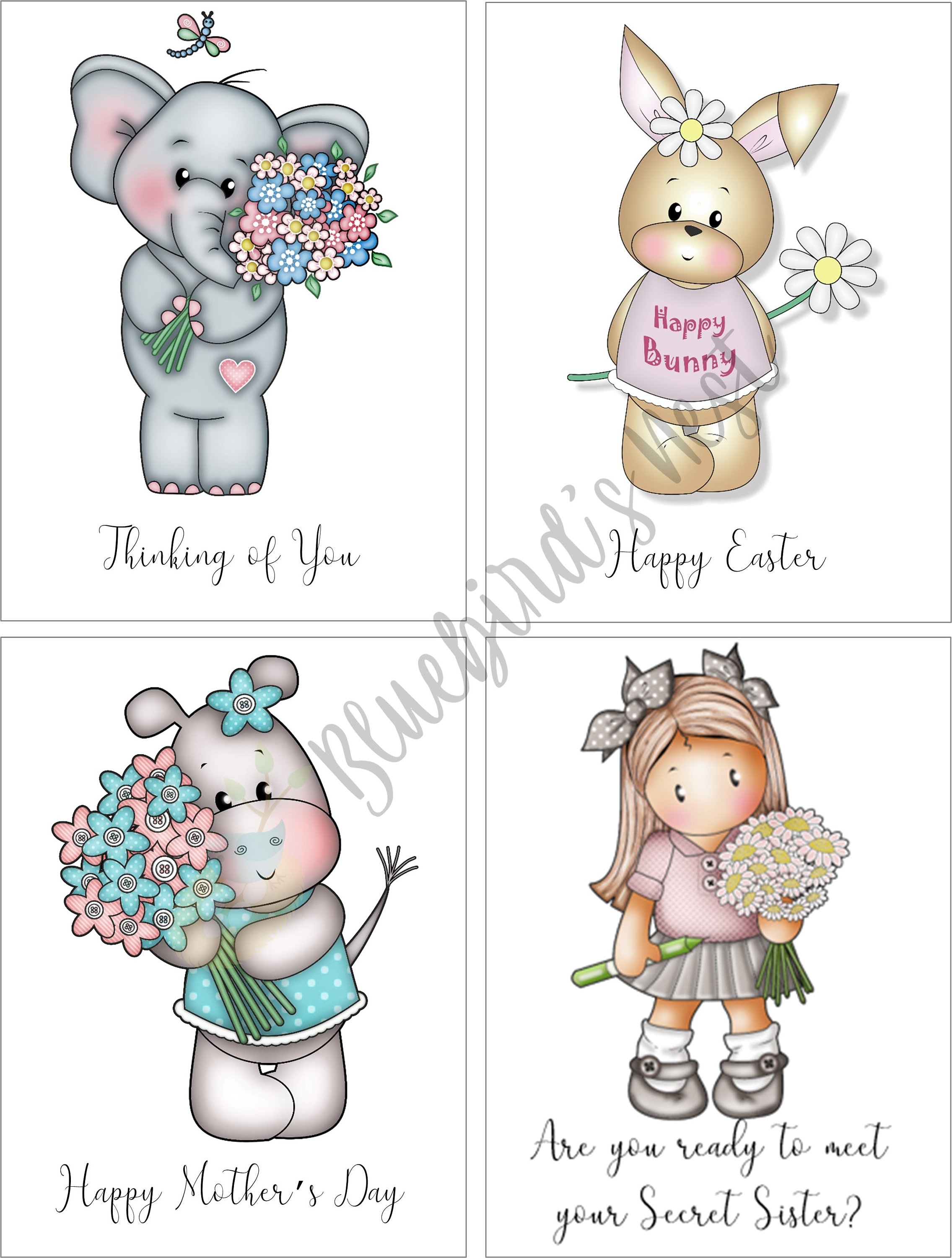 Secret Sister Card Set (12) - Etsy