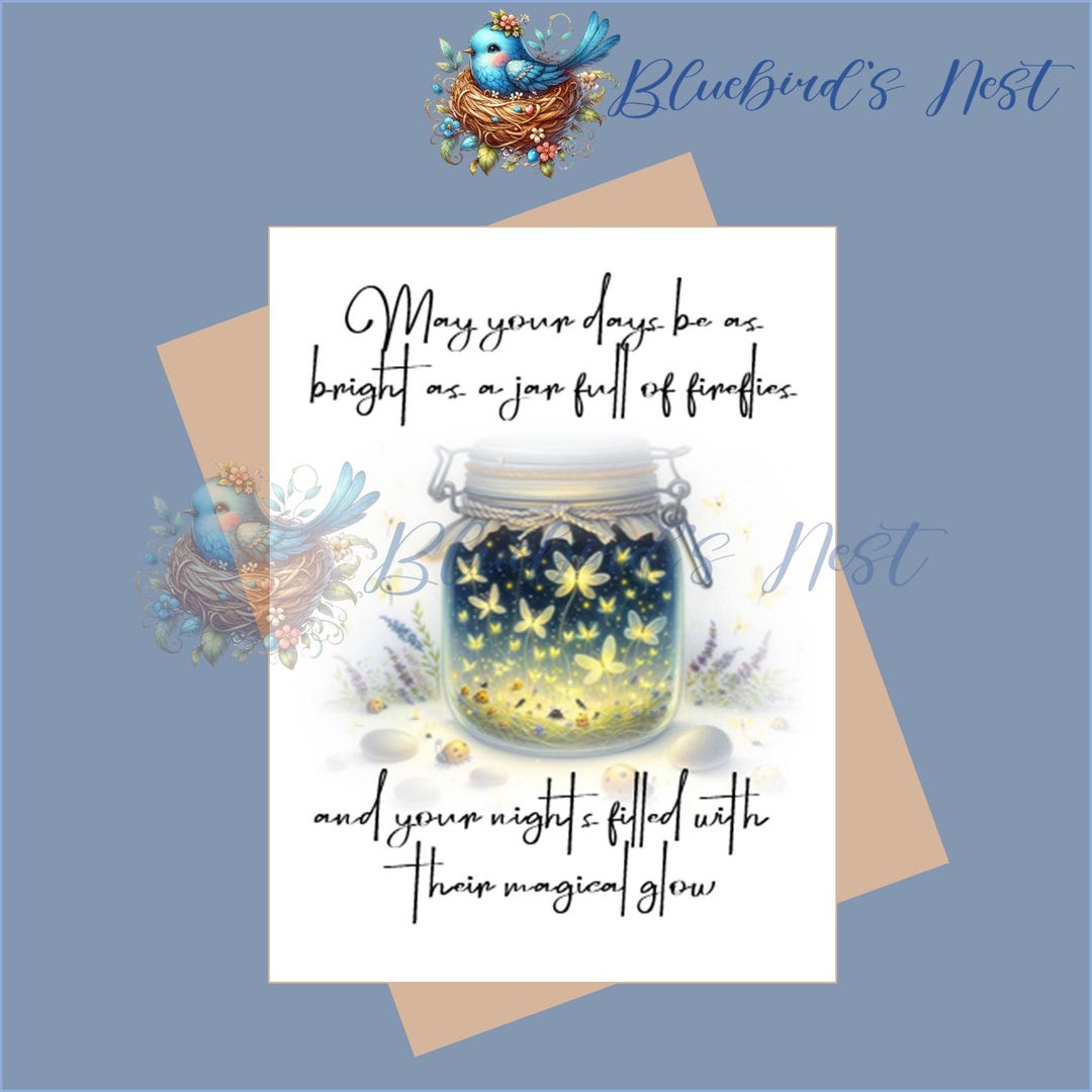 Firefly Jar Greeting Card: Enchanting, Serene Design - Etsy