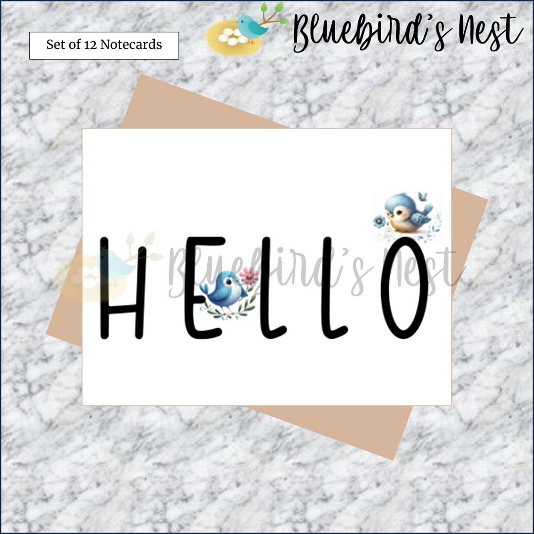 Hello Bluebirds Set of 12 Notecards - Etsy