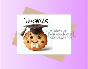 Smart Cookie Card Teacher Appreciation Thank You Card Homeschool - Etsy