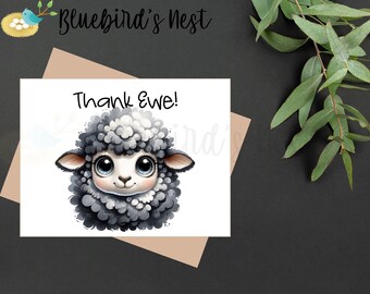 Thank Ewe Thank You Card - Etsy