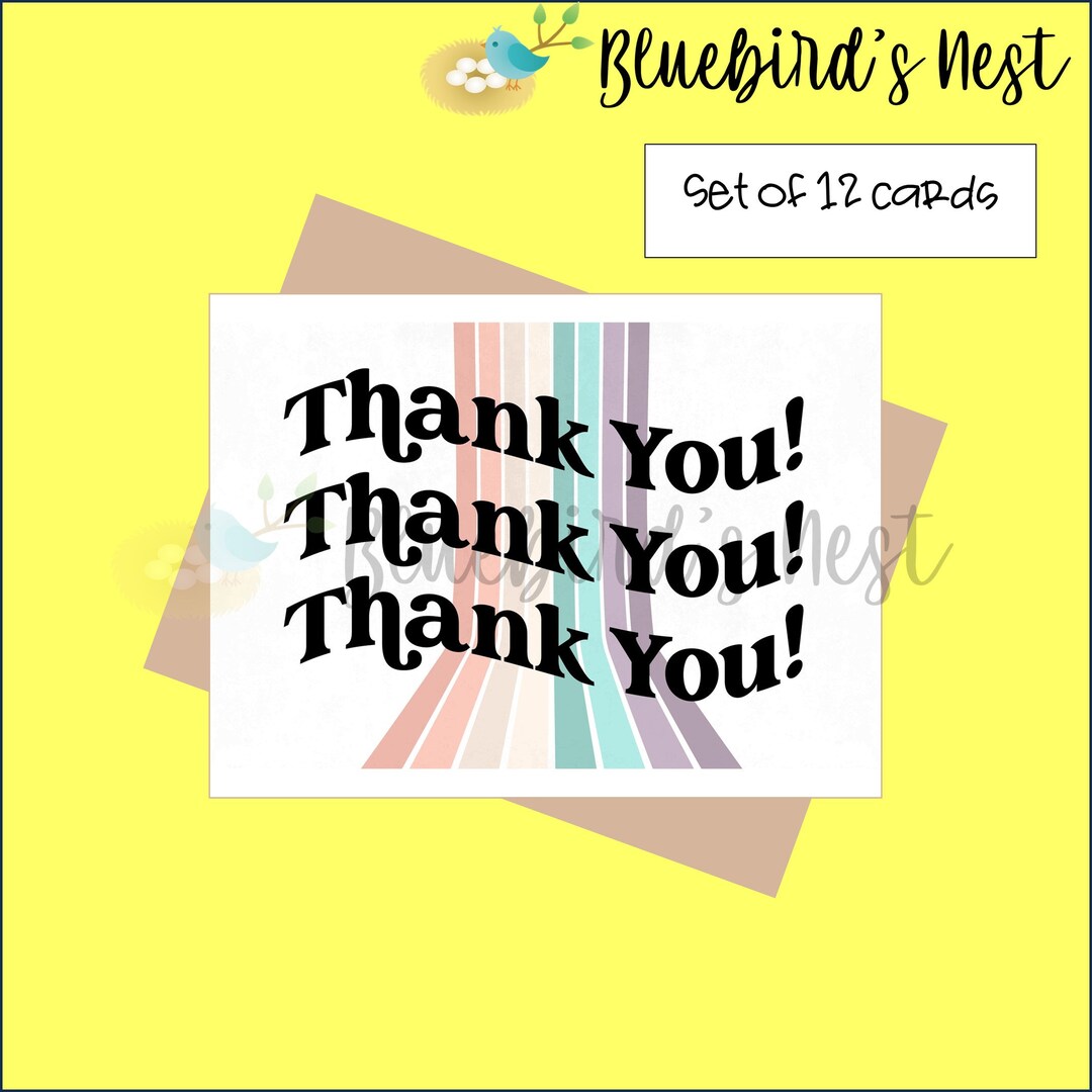 Thank You Notecards Pastel set of 12 Cards - Etsy