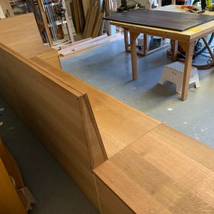 L Shaped Banquette, Bench With Push to Open Drawers and Slanted Back ...