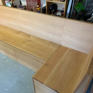 L Shaped Banquette, Bench With Push to Open Drawers and Slanted Back ...
