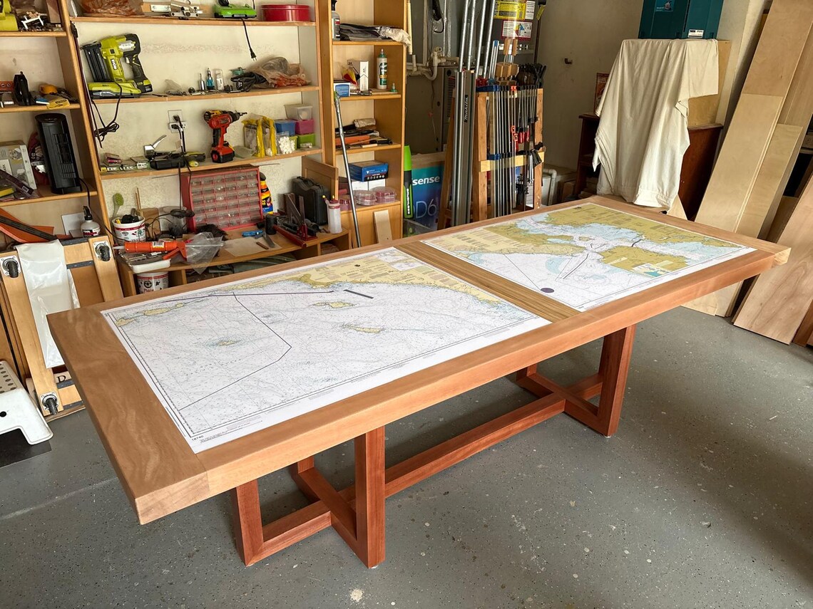 Epoxy Resin Dining Table With Nautical Maps or Pictures - Etsy