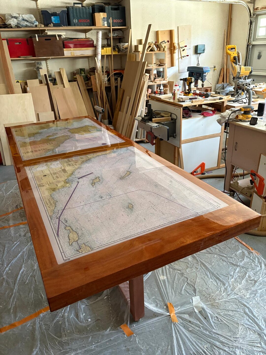 Epoxy Resin Dining Table With Nautical Maps or Pictures - Etsy