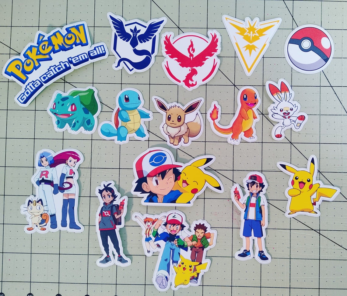 Pokémon Pikachu Ash Sticker Pack W/ Squirtle Charmander and - Etsy