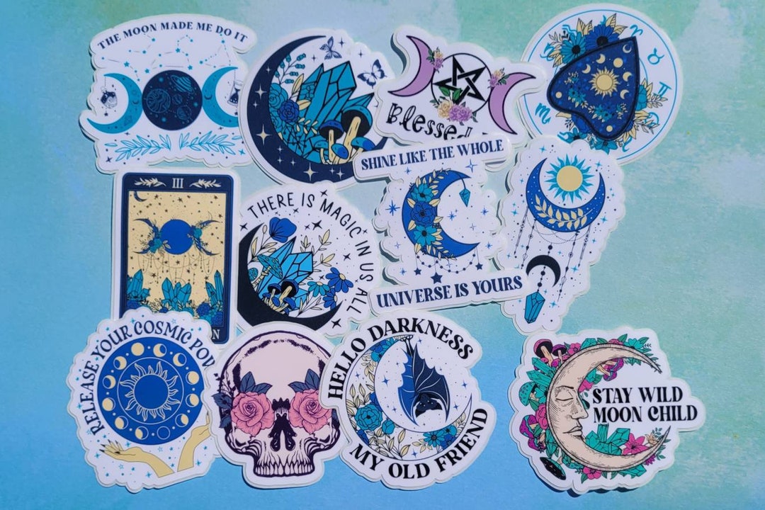 Wiccan Sticker Pack – Pagan, Moon, Tarot Card, Waterproof - Etsy
