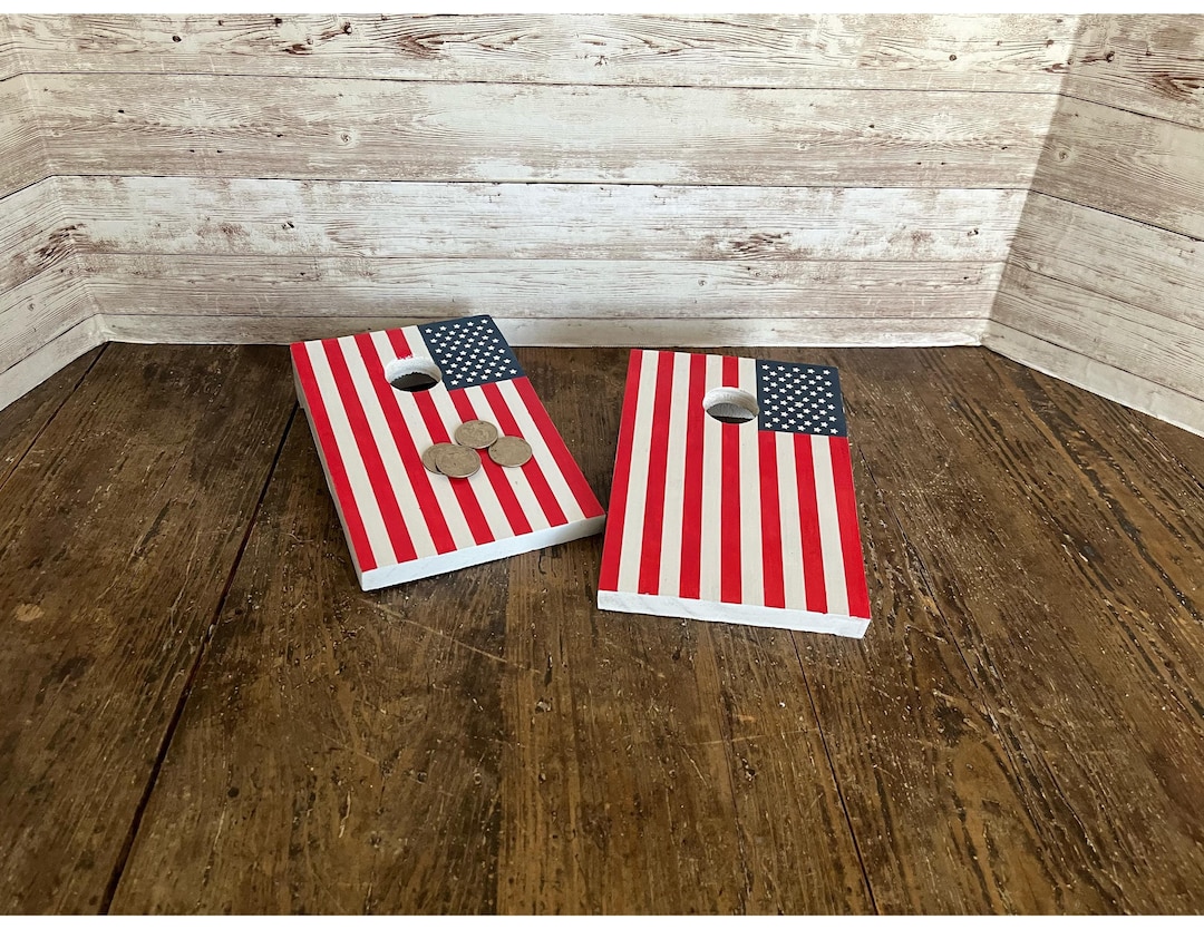 American Flag Tabletop Cornhole Game / Quarters Cornhole / Customized ...