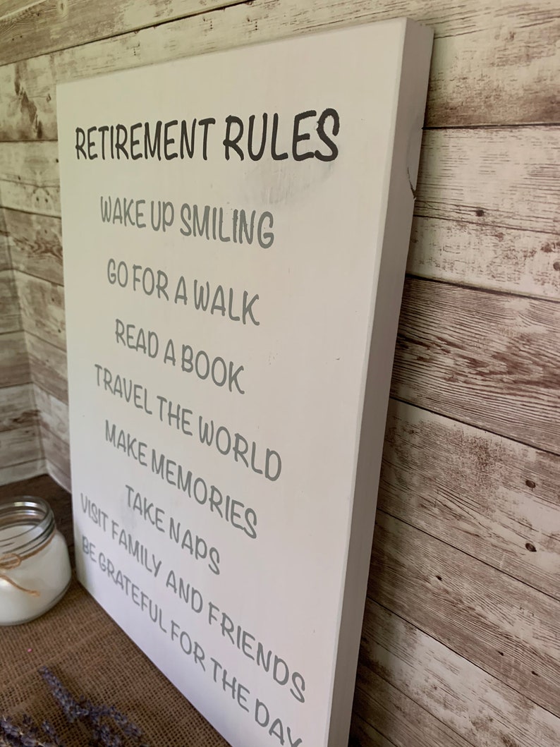 Retirement Rules Sign / Made to Order Sign / Rustic Wood Decor / Custom ...