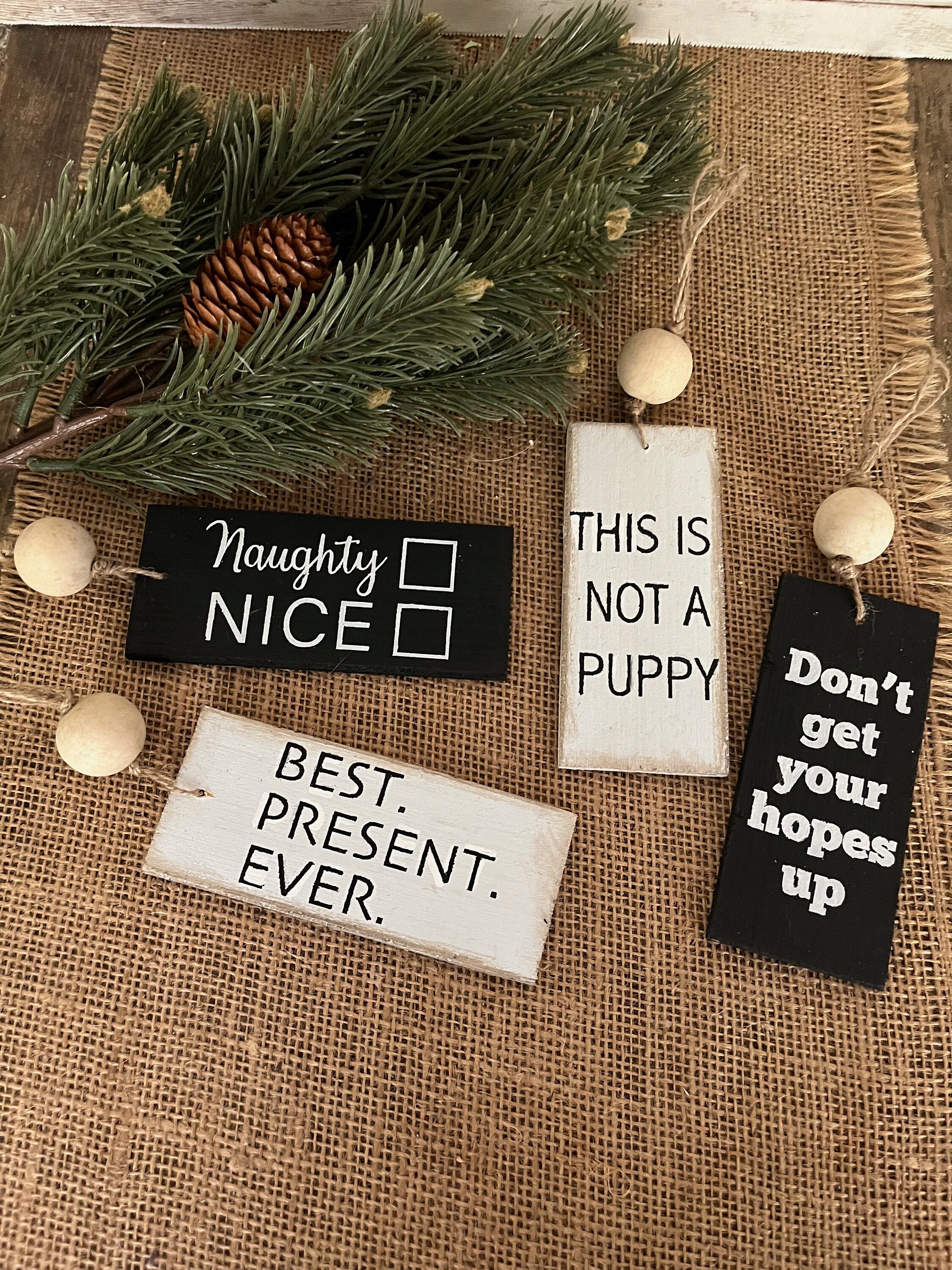 Set of 4 Christmas Gift Tags / Farmhouse Gift Tags / Wooden Gift Tags ...