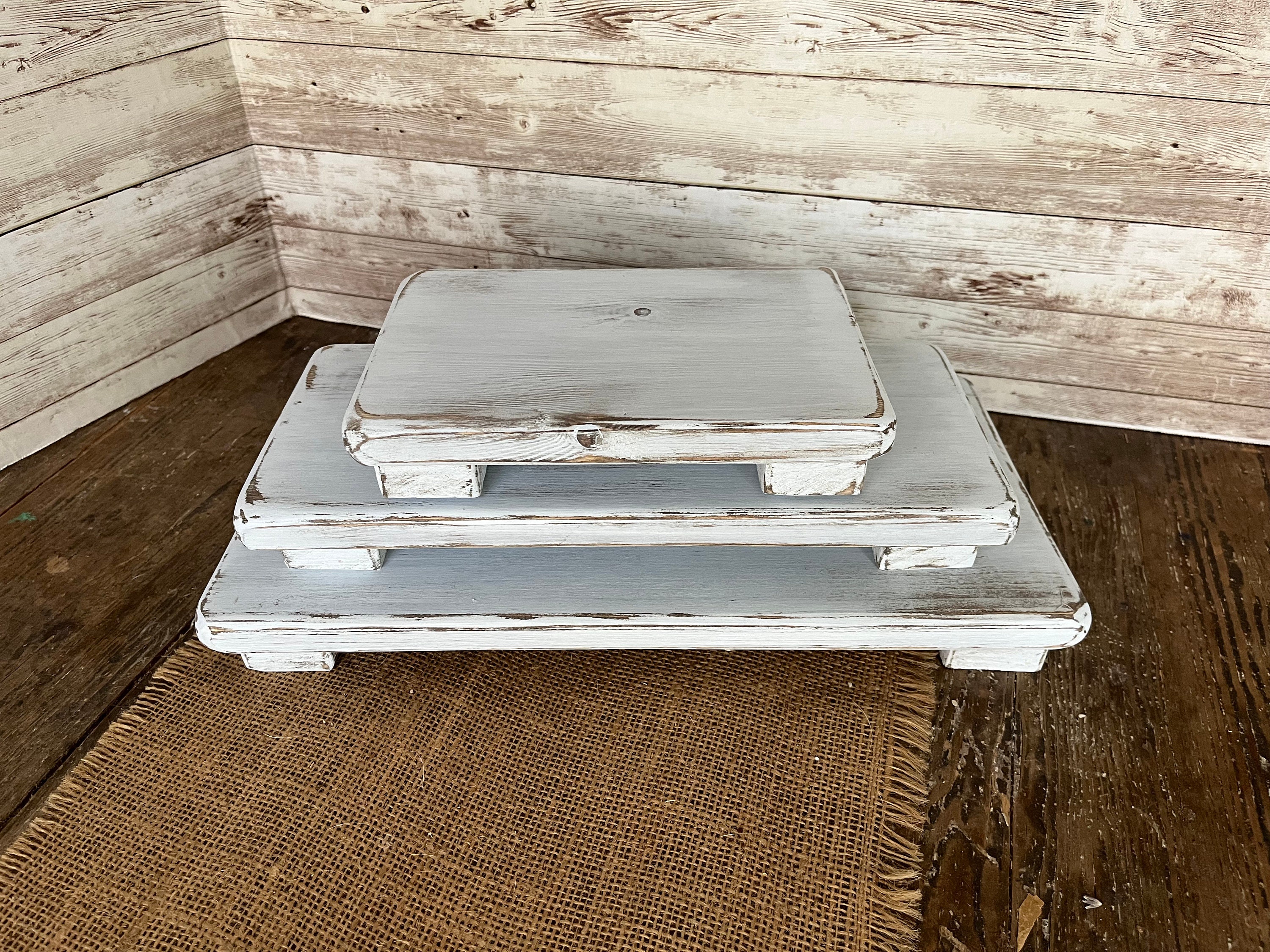 Wood Risers, Wood Tray, Farmhouse Décor, Pedestal Tray, Rustic Tray ...