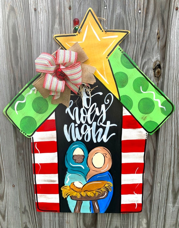 Nativity Christmas O Holy Night Door Hanger Etsy
