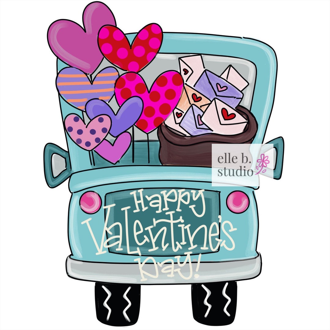 TEMPLATE: Valentine Mail Truck, Valentine Door Hanger Design, Hearts ...