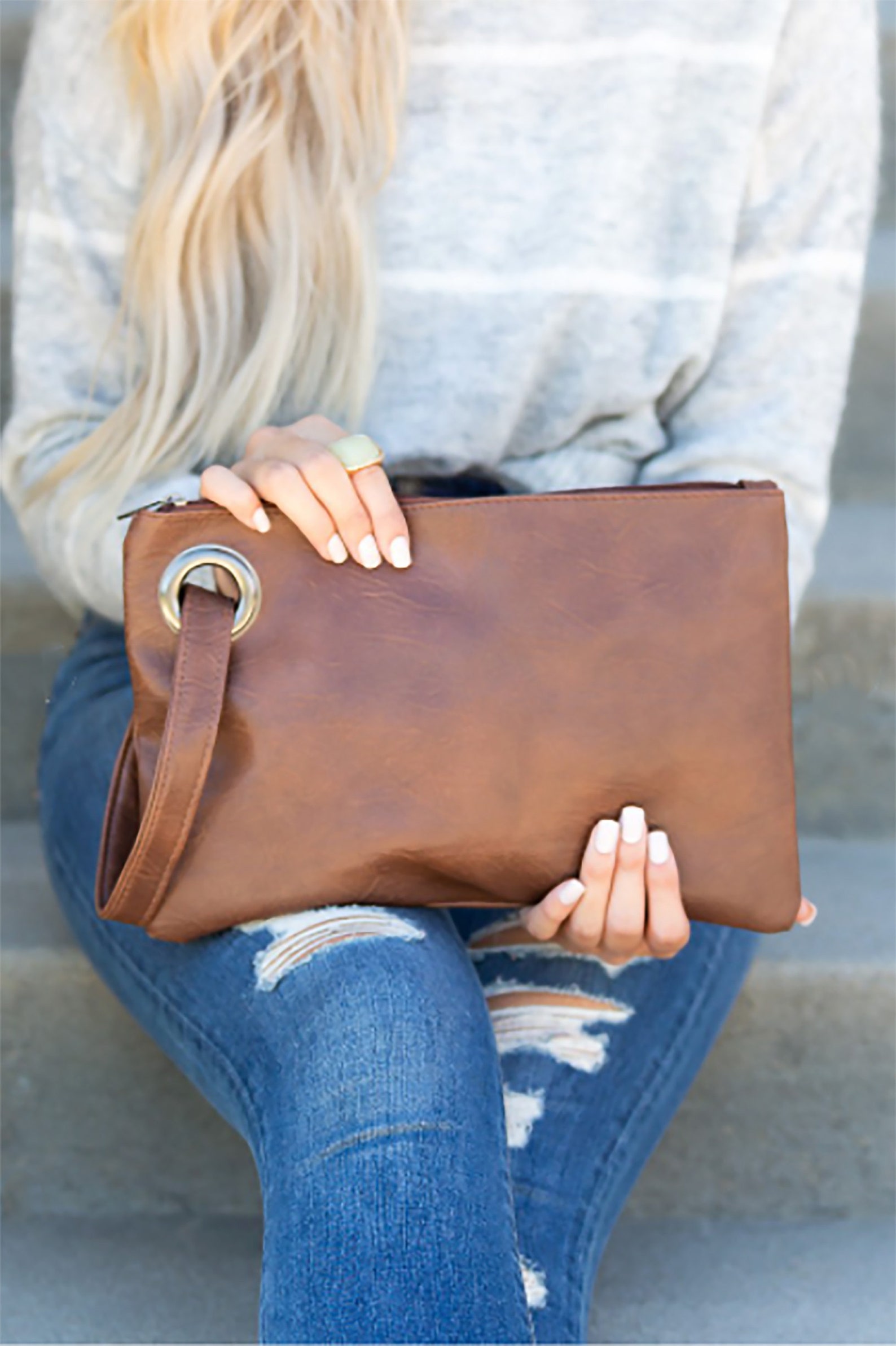 Chestnut Brown Oversized Everyday Clutch Bag - Etsy