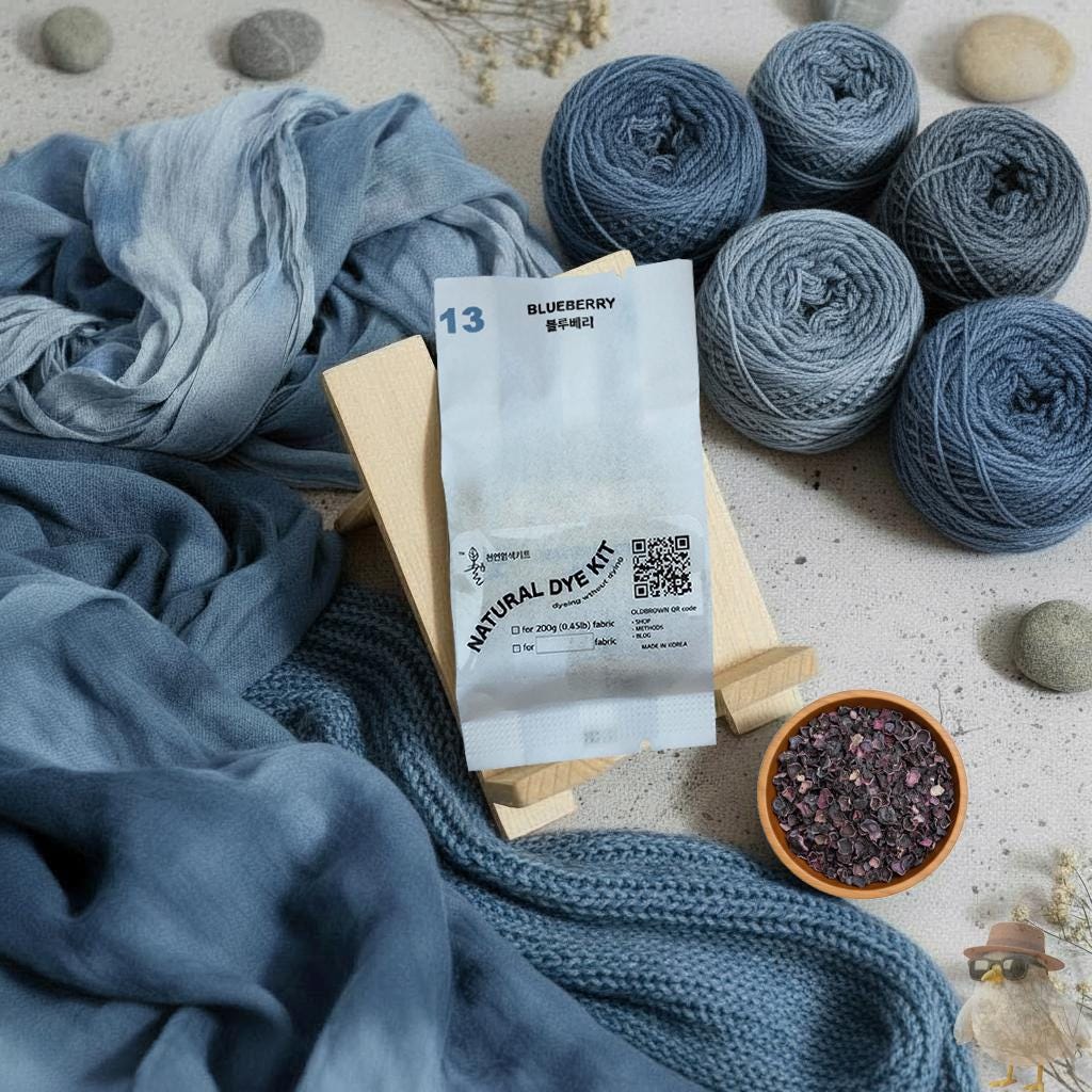 Blueberry Natural Dye Kit for 0.45lb Fabric, Steel Blue Color, Natural ...