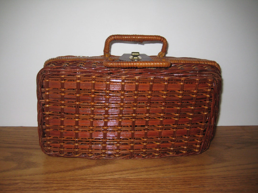 Vintage Basket Purse, 14 1/2 X 9 1/2 Inches, Over Night Bag, Leather ...