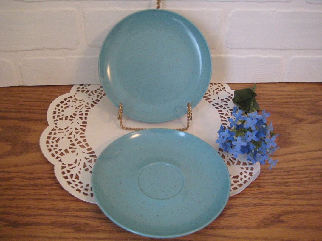 Vintage Turquoise Melmac Plates, Kenro Holiday Confetti, Saucer or ...