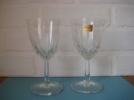Vintage Luminarc Crystal Wine Glasses USA Stemware Set of | Etsy