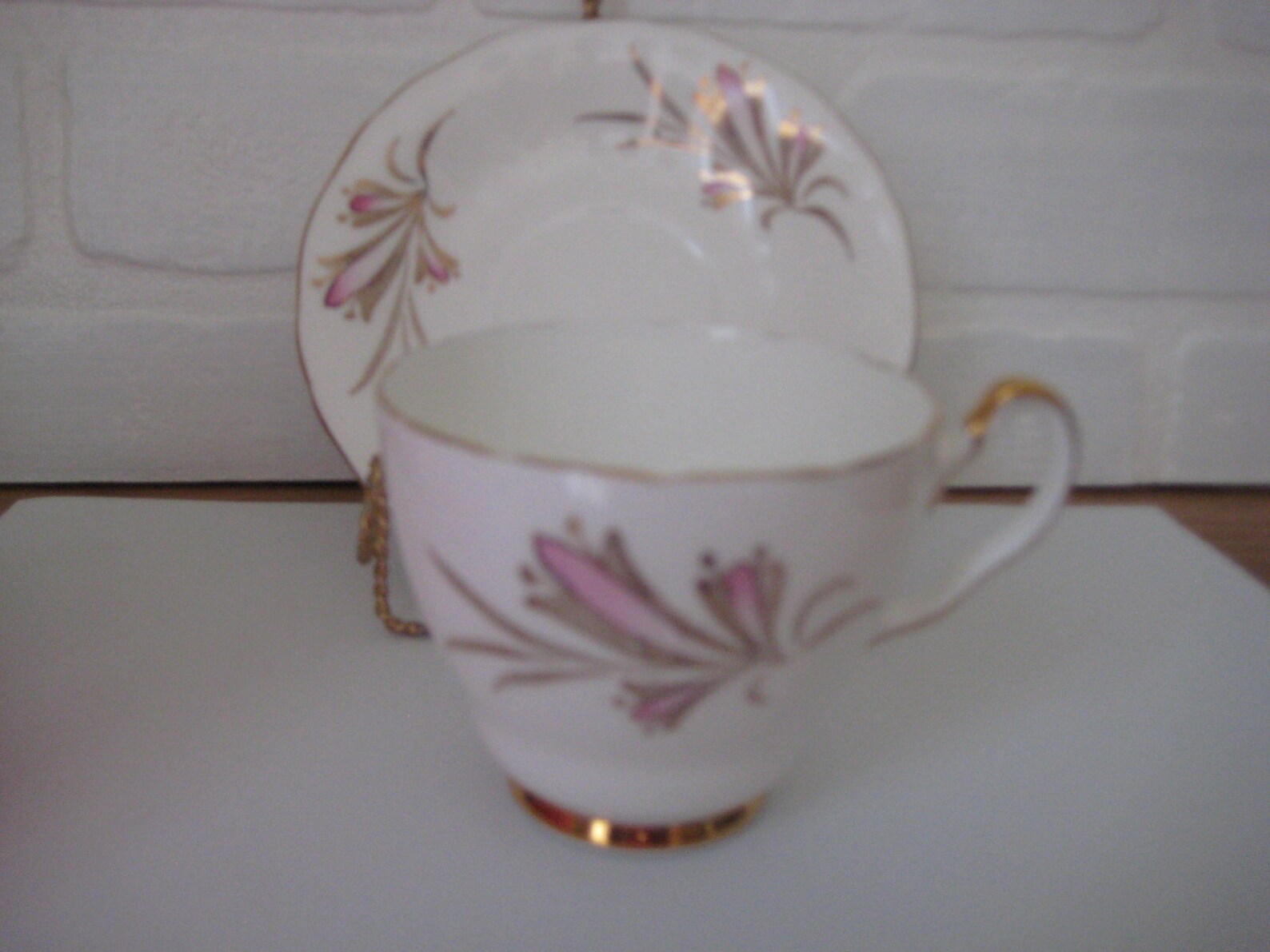 Vintage Adderley Tea Cup & Saucer Set White With Pink - Etsy