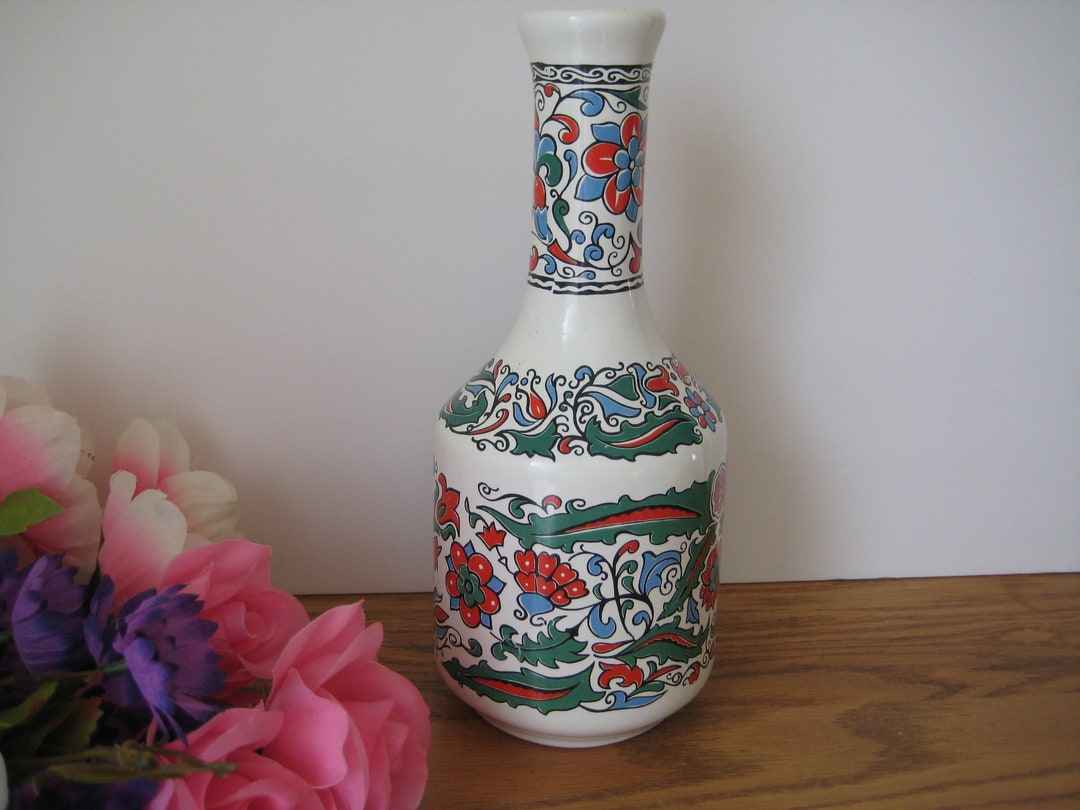 Vintage Metaxa Greek Decanter, 10 1/2 Inches Tall, White, Green, Red ...