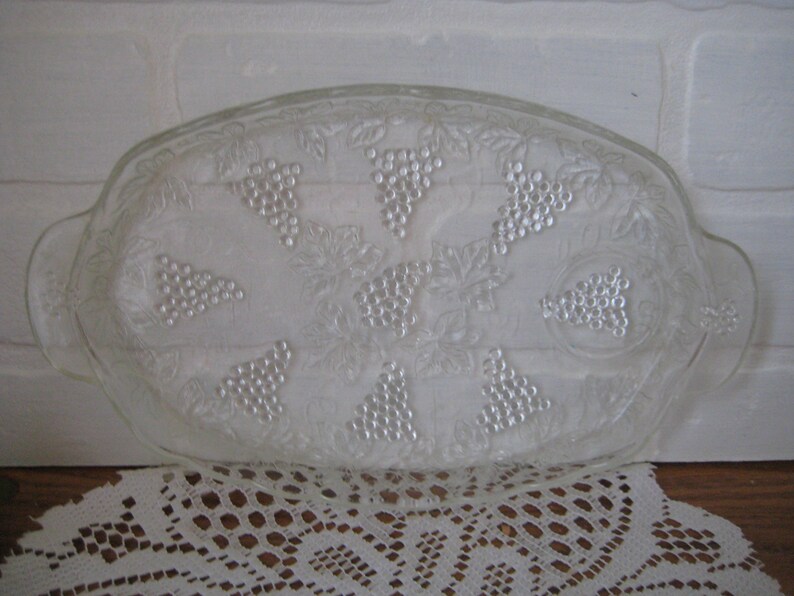 Vintage Clear Glass Oval Shape Grapes & Leaves Snack Plate 11 - Etsy