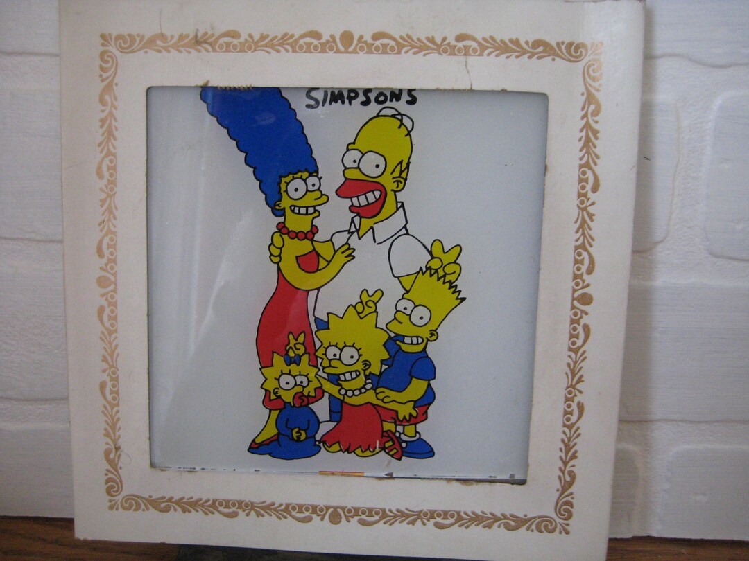 Vintage 1990s the Simpsons Glass Picture Carnival Prize, 7 3/4 Inches ...