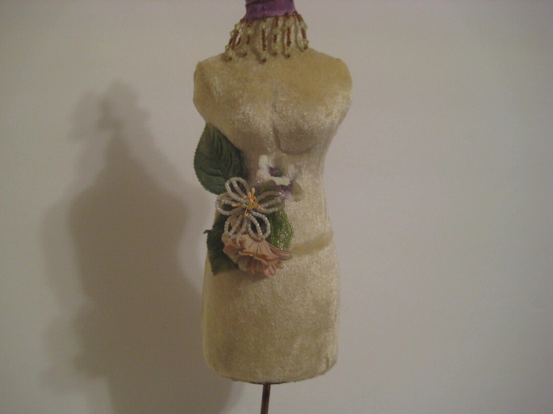 Vintage Embellished Tabletop Dress Form, Light Green, Heavy Brass Base ...