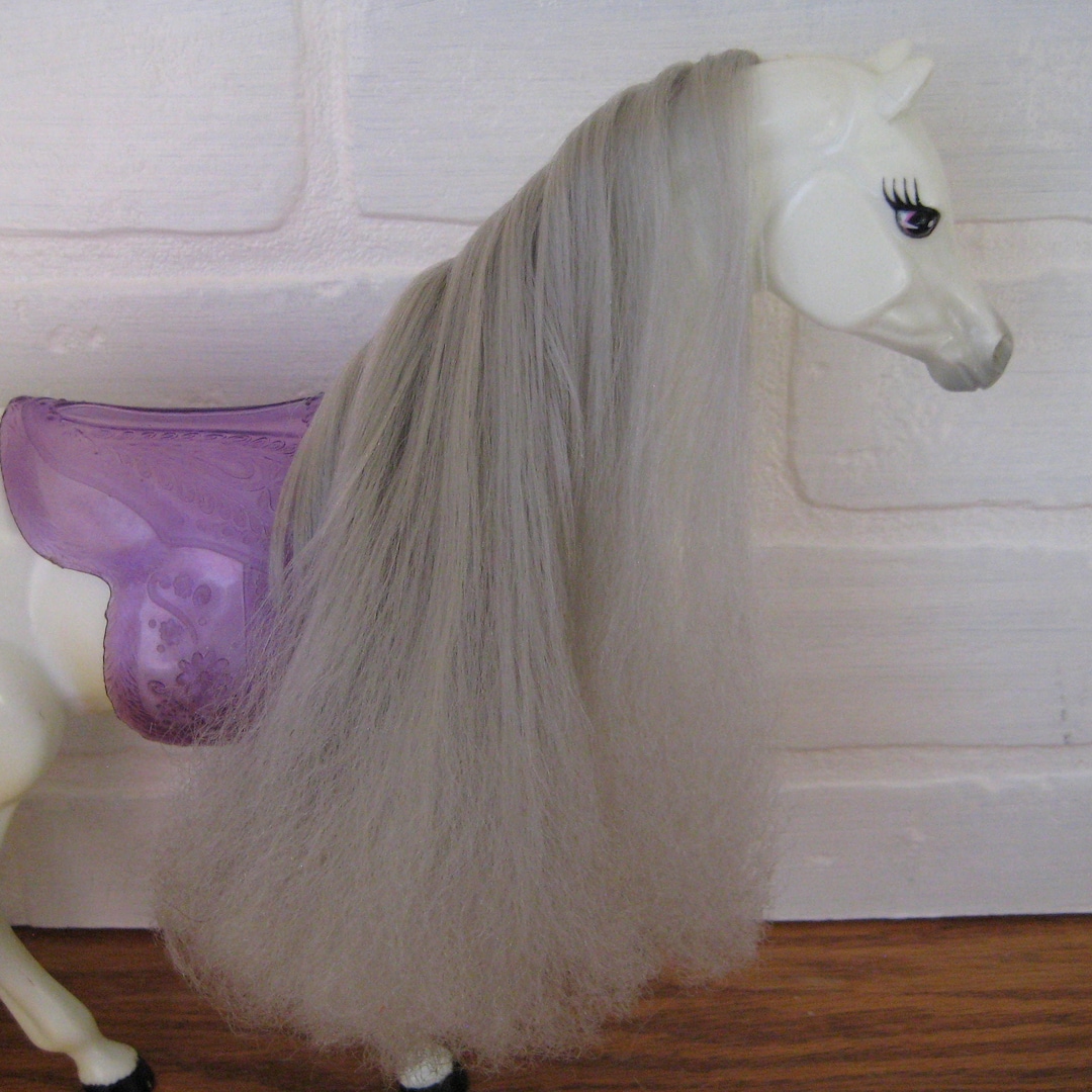 1980s Barbie Doll Horse, White With Gray Mane & Tail, Purple Saddle ...