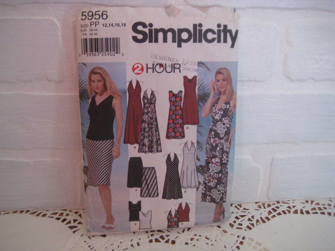 Simplicity 2 Hour Sewing Pattern, Sleeveless Dress, Top & Skirt Pattern ...