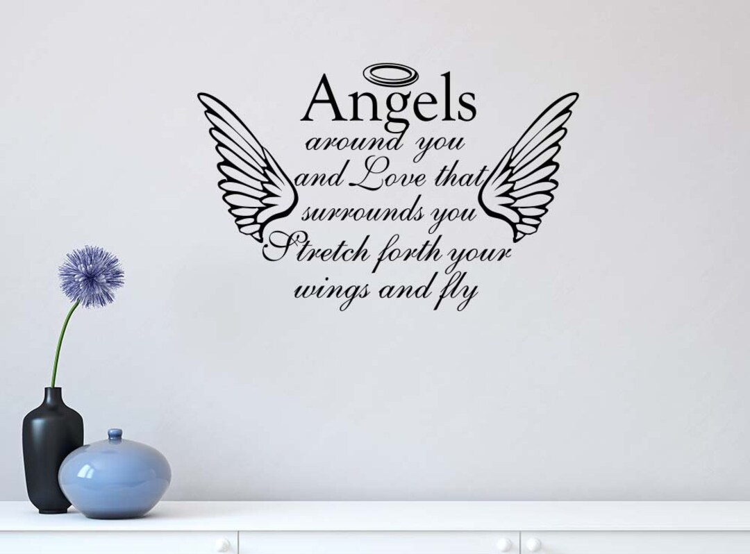 Angels Around You and Love That Surrounds You 23 X 15 Vinyl Wall Decal ...
