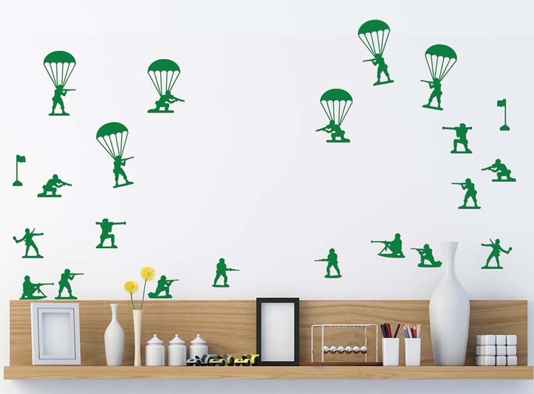 Army Men Quantity 20 Characters With 2 Flags Vinyl Wall Quote Decal ...