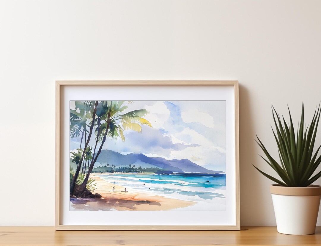 Tropical Beach Watercolor – Digital File for Download, Hawaii Poster ...