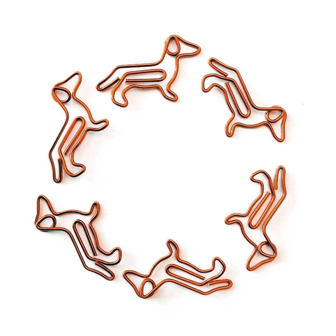 Dog Paper Clip Set (6 Pcs), Dachshund Dog, Planner Bookmark, Paper ...
