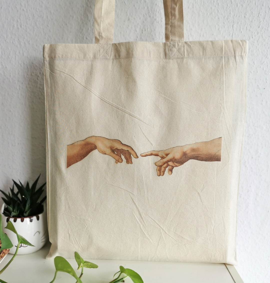 Michelangelo, Jute Bag, Jute Bag, Tote Bag, Art Bag, the Creation of ...