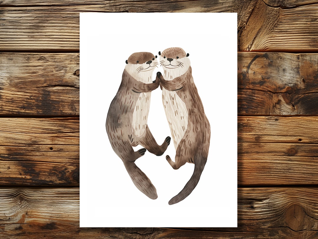 Art Print Watercolor Postcard Otter | Otter Love Card | Otter Gift ...