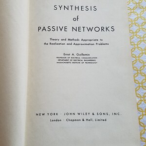 1950's Synthesis of Passive Networks Engineering Electrical Engineer Vintage Textbook Book Decor ...