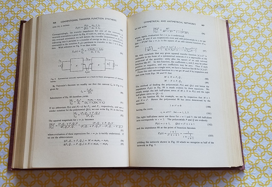 1950's Synthesis of Passive Networks Engineering Electrical Engineer Vintage Textbook Book Decor ...