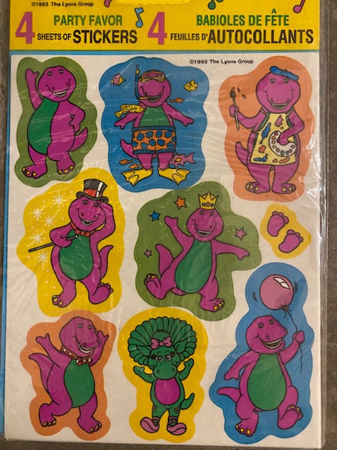 1993 Lyons Barney The Dinosaur Stickers Sealed Package | Etsy
