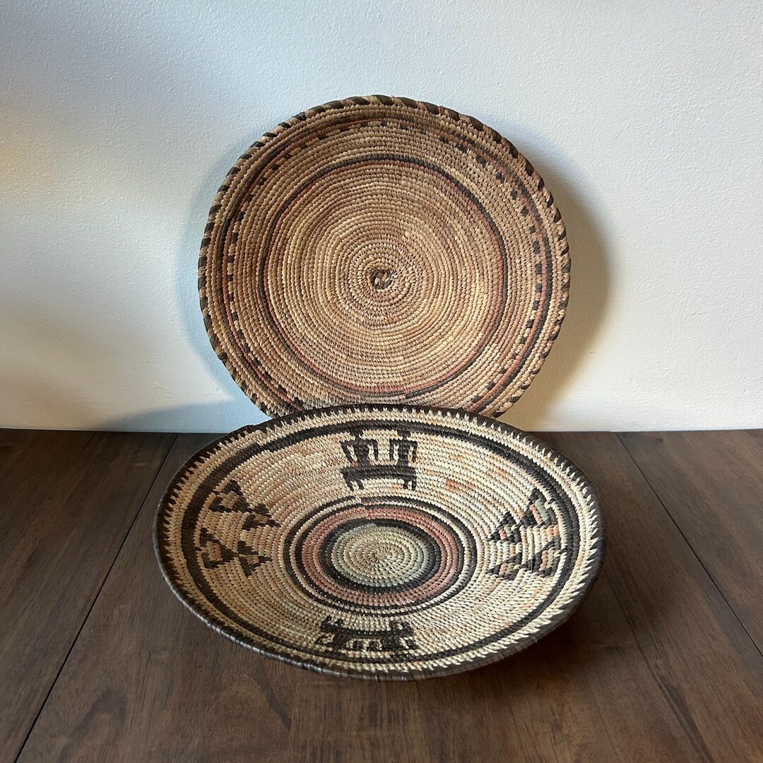 Vintage 13" Nigerian Hausa Woven Grain Baskets - Etsy
