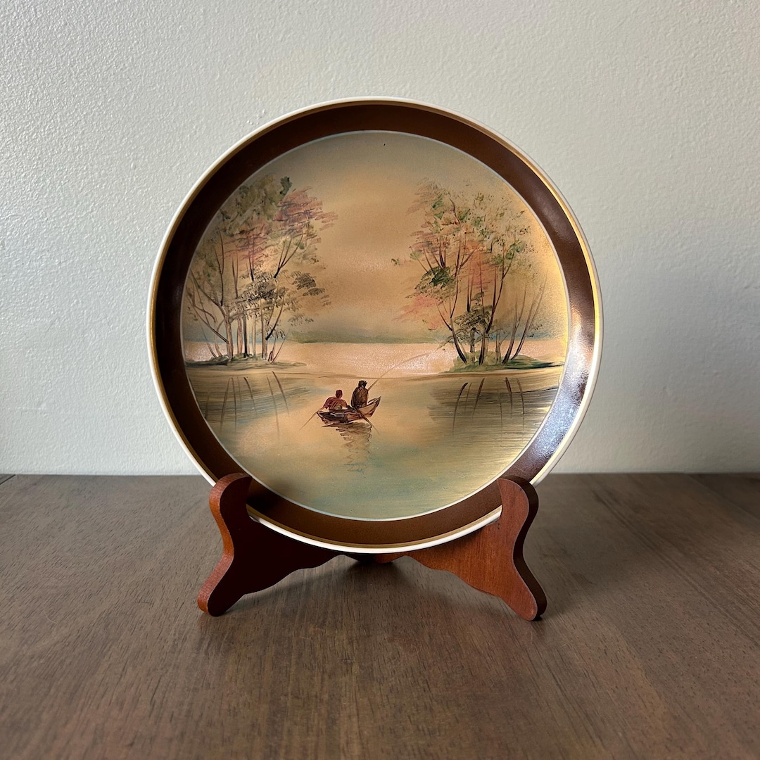 Carlos Spina Hand Painted Porcelain Plate on Wooden Easel - Etsy
