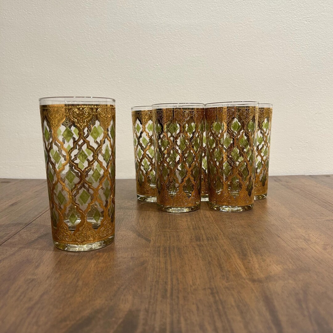 22k Gold Culver Valencia Set of Six Highball Glasses - Etsy