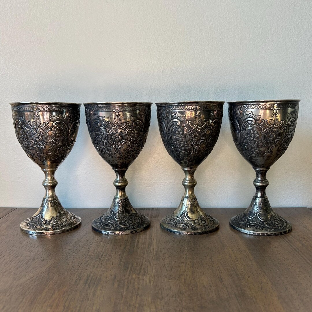 1940s Corbell & Co. Silverplated Copper Goblets - Etsy