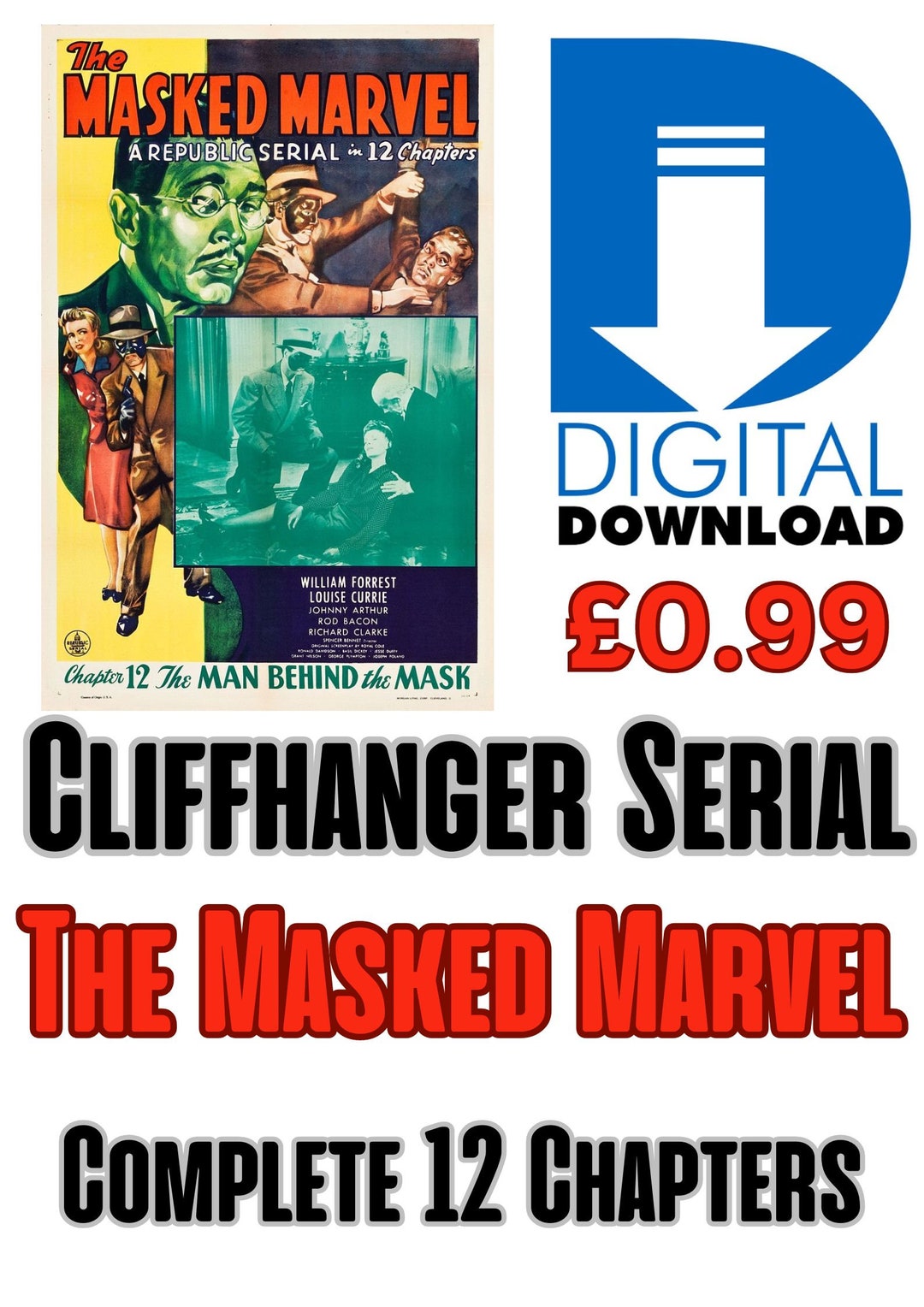 The Masked Marvel 1943 Cliffhanger Serial 12 Chapters Digital Download ...