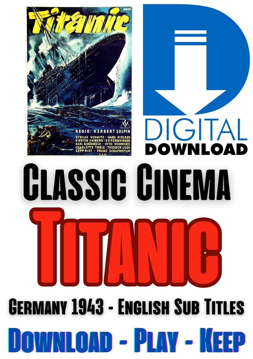 Titanic germany 1943 English Sub-titles Digital Download - Etsy
