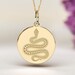 14k Solid Gold Snake Pendant Personalized Snake Pendant Dainty Snake ...